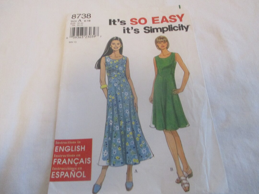 Simplicity Pattern 8738 - Misses Dress - 6 Sizes - Etsy