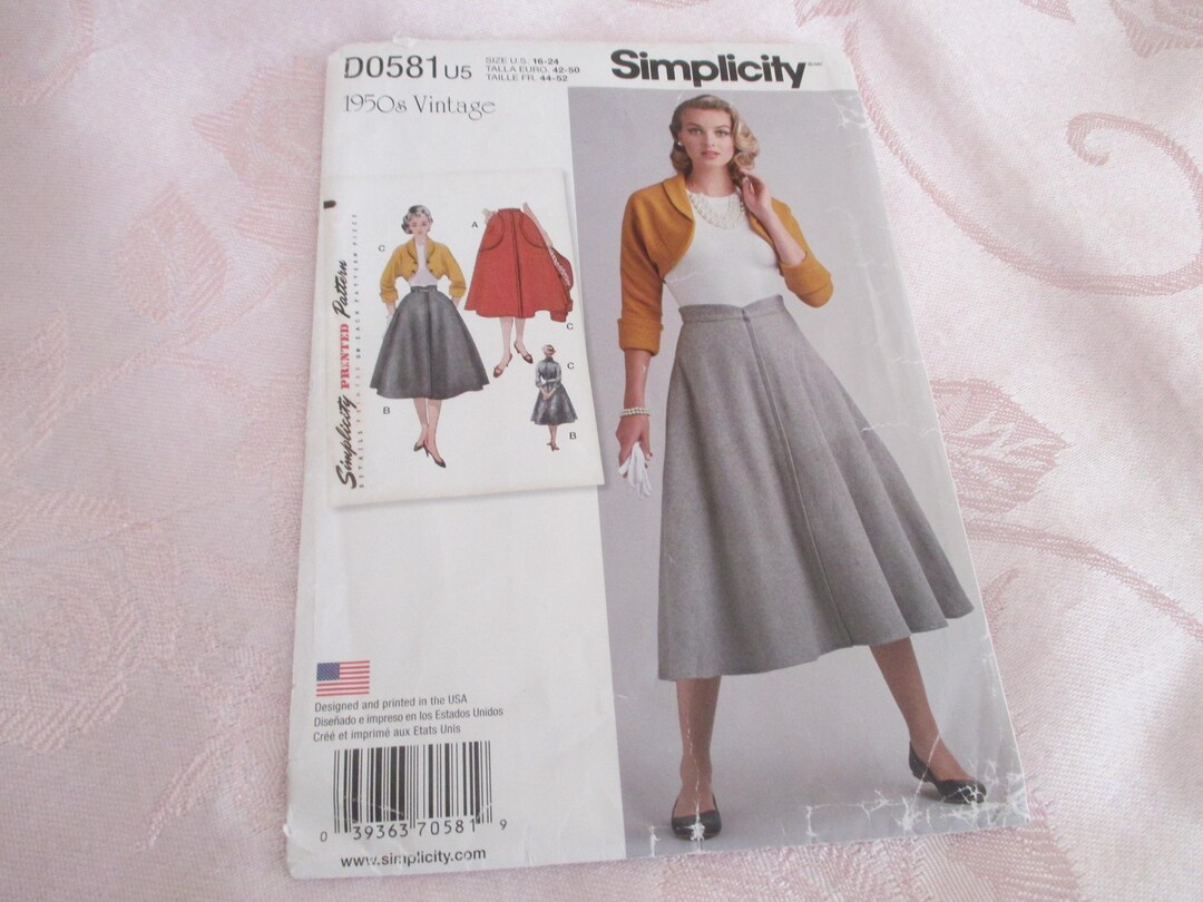 Simplicity Pattern 8250/D0581 1950's Skirt and Bolero 5 Sizes - Etsy