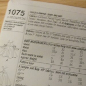 Simplicity Pattern 1075 - 1950's Vintage Childs Jumper, Skirt & Bag - Etsy