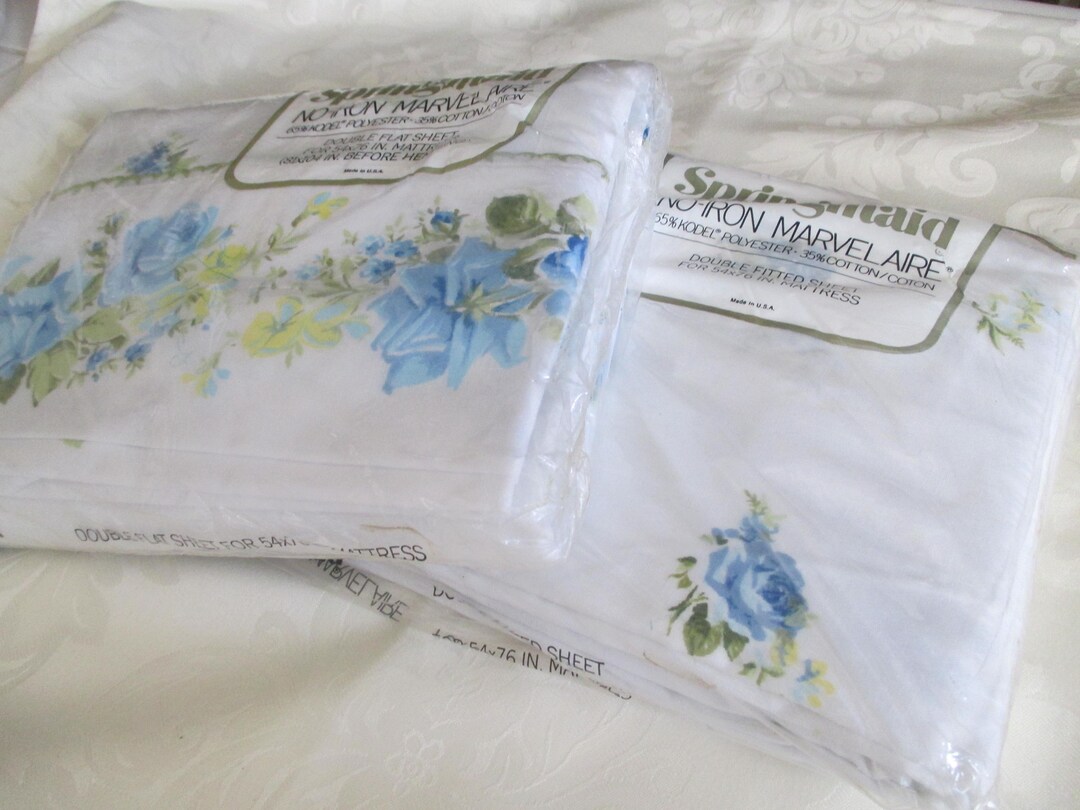 Vintage Springmaid Blue Floral Double Size Sheet Set - Etsy