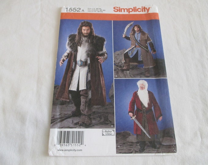 Simplicity Mens Costume Pattern 1552 Viking Medieval Scary Guy 5 Sizes ...