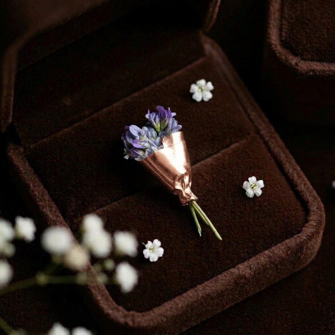 Personalized Flower Holder Brooch • Custom Engraved Tussie Mussie Pin ...