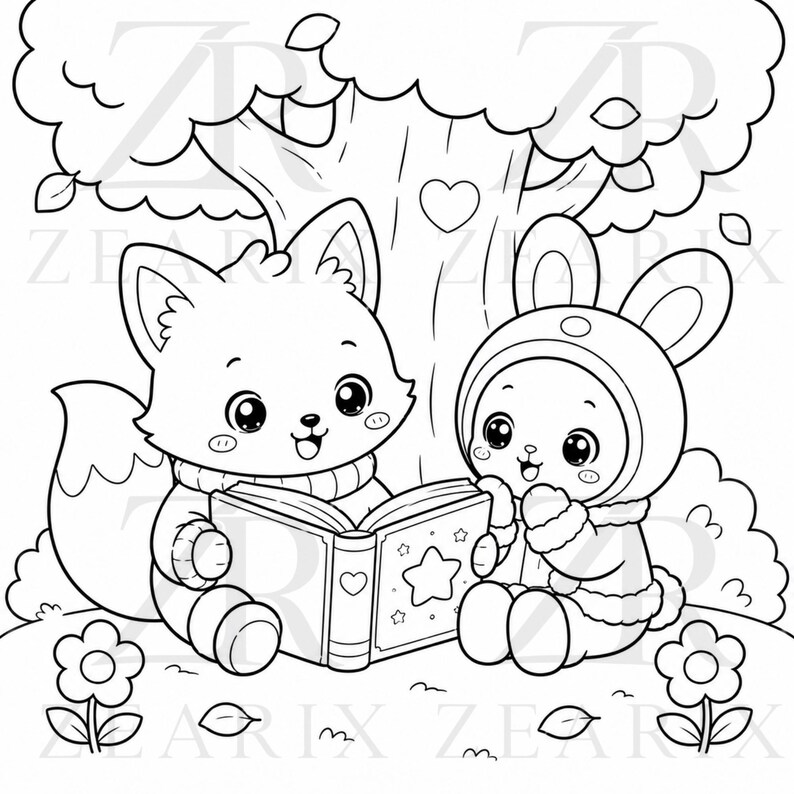 MOLI & Friends Kawaii Coloring Book, 43 Pages for Kids (instant ...