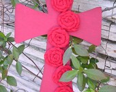 Items similar to Hand Painted Red Cross - Handmade fabric Roses ...