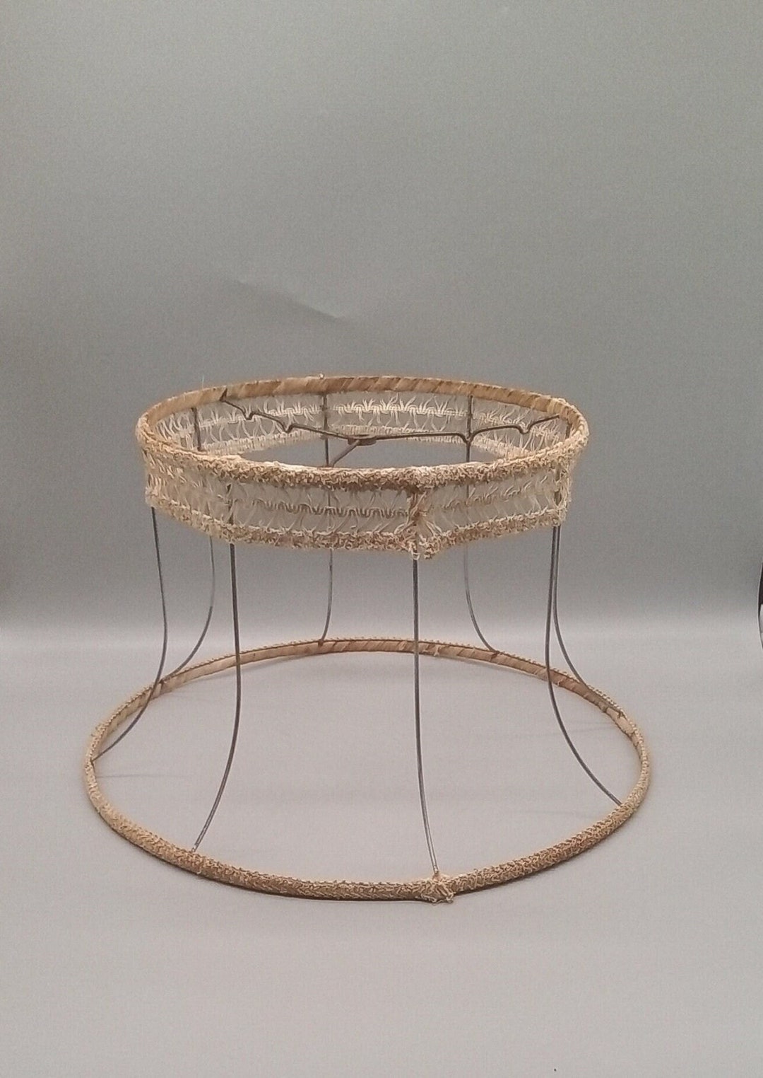 Antique Wire Lamp Shade Frame With Crochet Fabric - Etsy