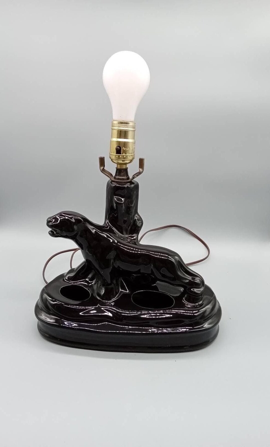 Black Puma Panther TV Lamp-ceramic Slinking Panther-mid Century Ceramic ...