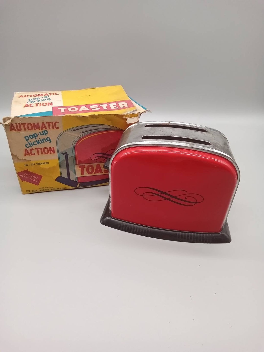 Vintage Toy Red Automatic Pop-up Clicking Action Toaster With Box - Etsy