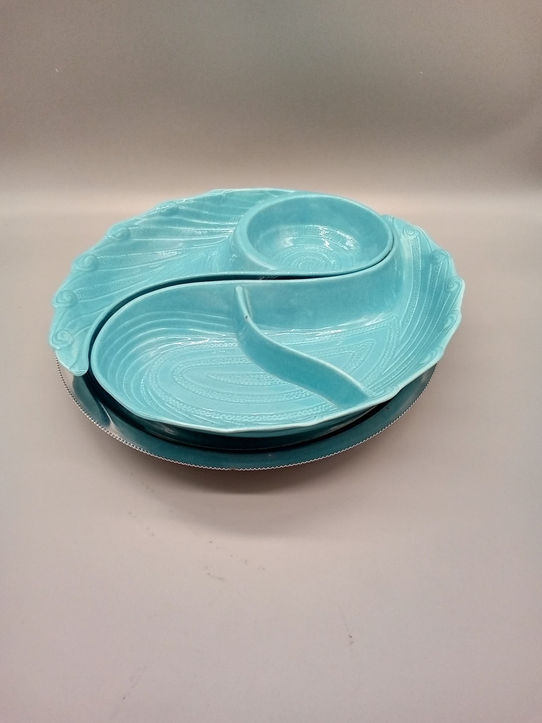 Mid Century Modern Aqua Lazy Susan With Chrome Swivel Tray - Etsy