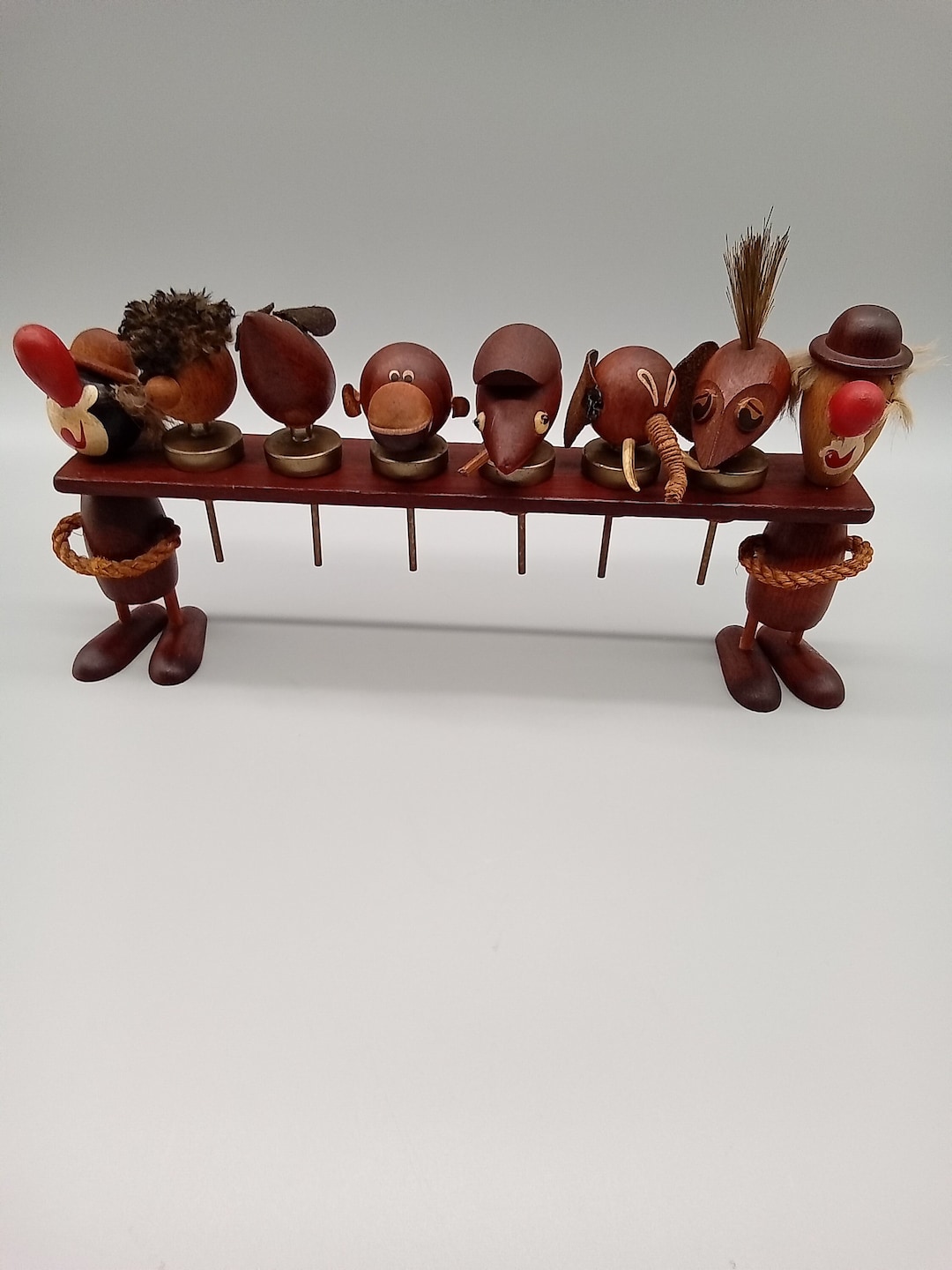 Vintage Danish Teak Wood Bottle Stoppers- Set of 6 With Displays Stand ...