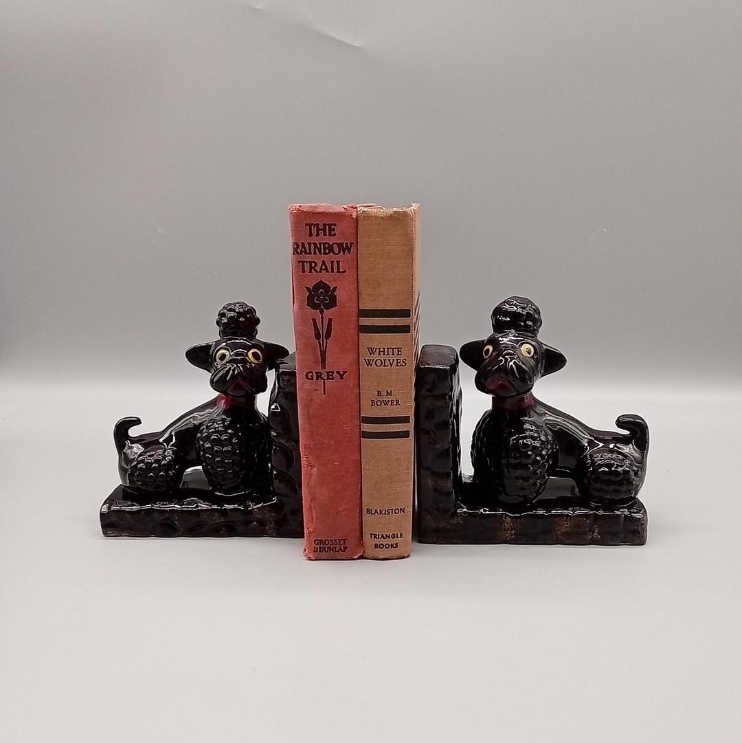 Vintage Black Poodle Ceramic Bookends - Etsy