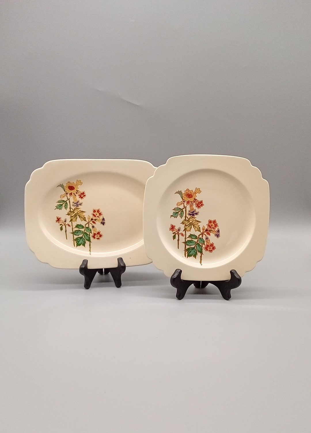 Vintage Homer Laughlin Floral Columbine Pattern Plate and Platter ...
