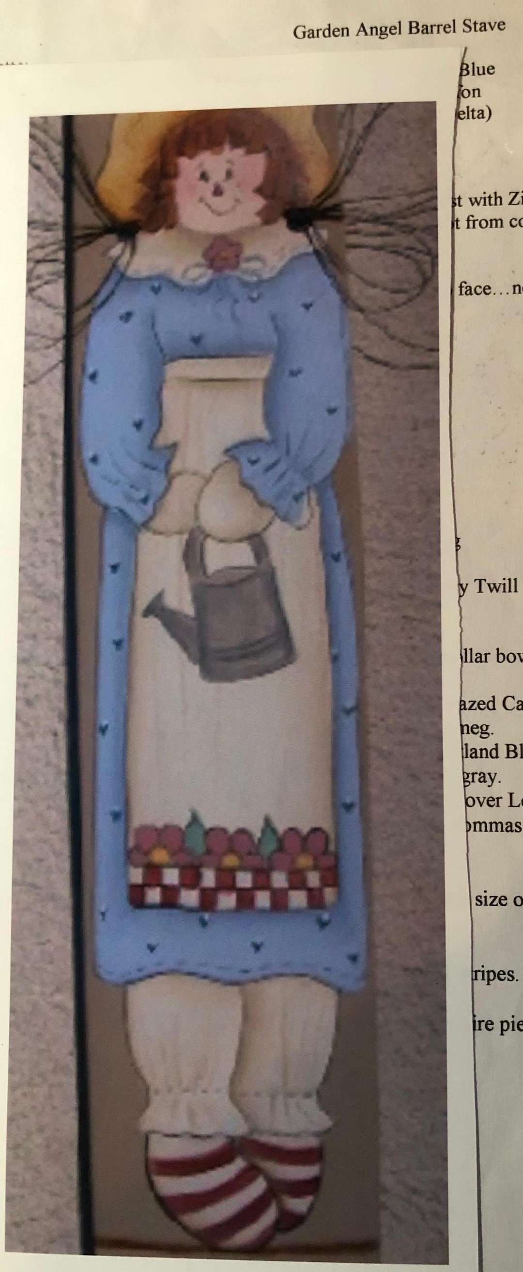 Garden Angel Barrel Stave Tole Painting Pattern Seminar Class Project ...