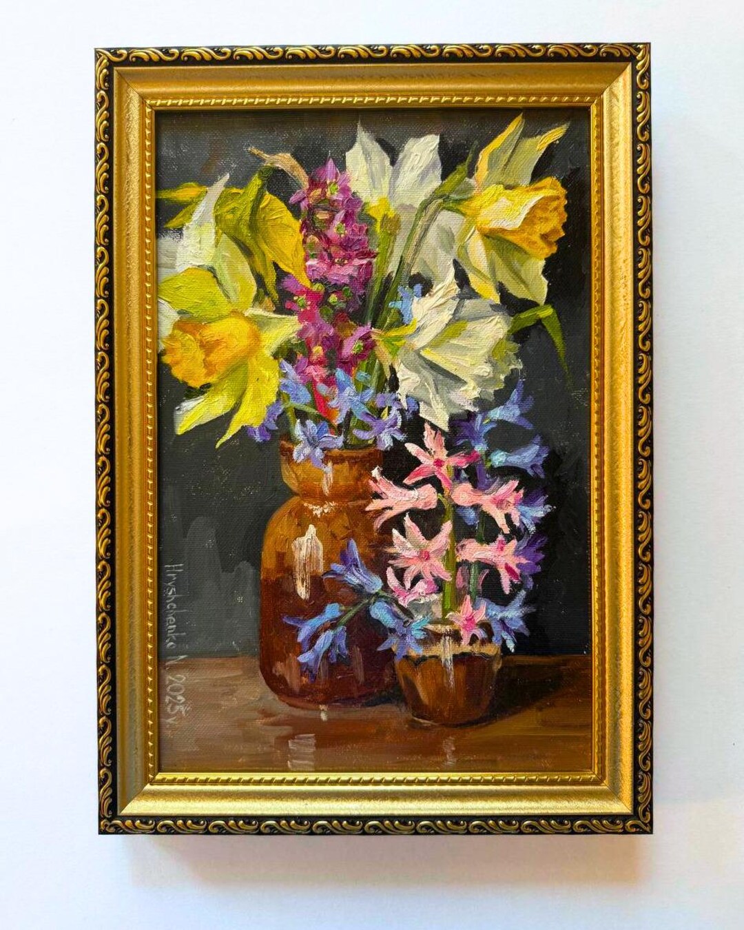 Spring Flowers Oil Painting Original Art Daffodils Floral Still Life ...