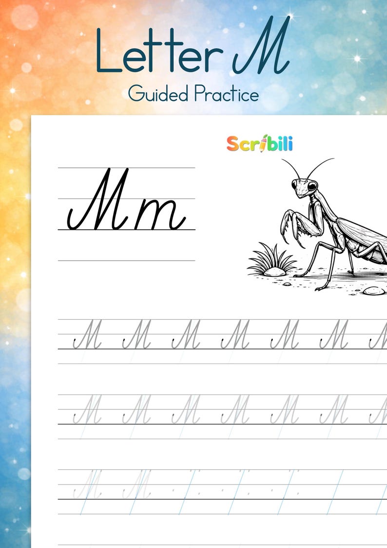 Letter M Cursive Writing Practice Worksheet | 3-step Handwriting Sheets ...
