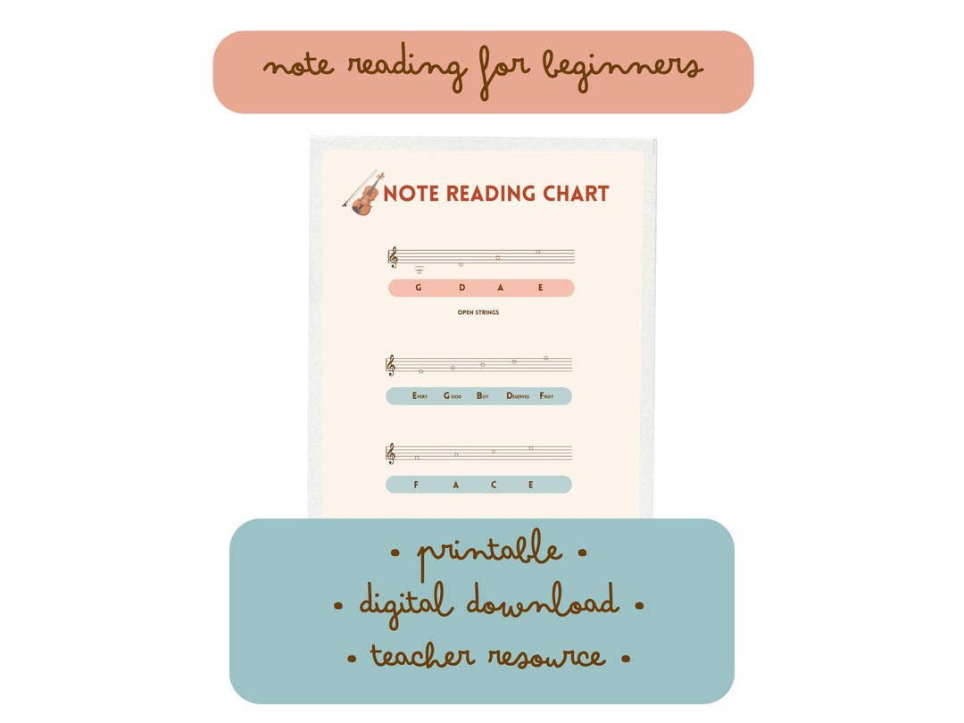 Violin Note Reading Chart for Beginners Printable | Learn Violin Notes ...