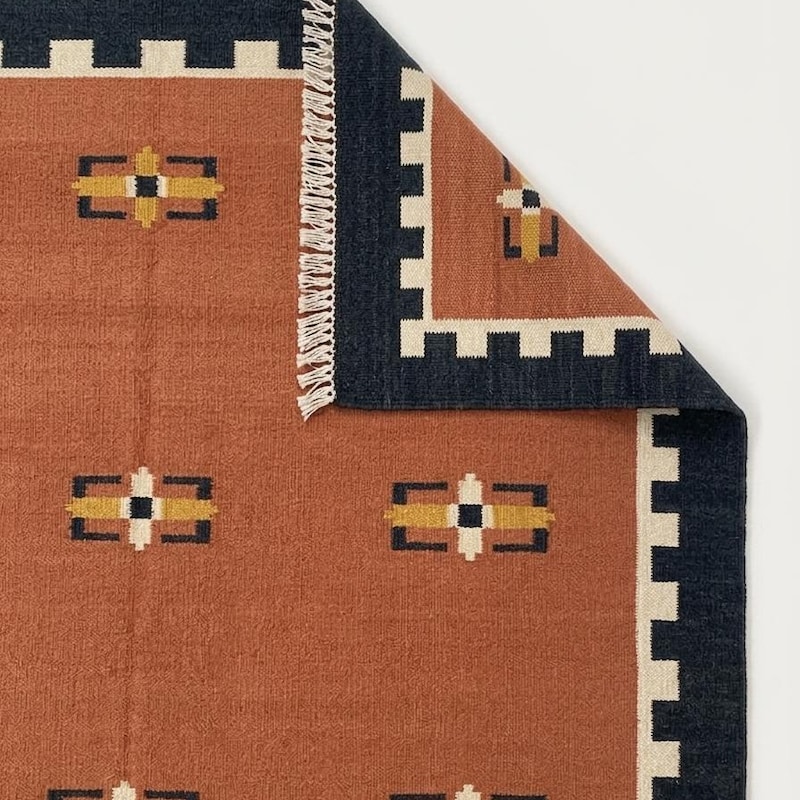 Terracotta Flatweave Rug - Etsy UK