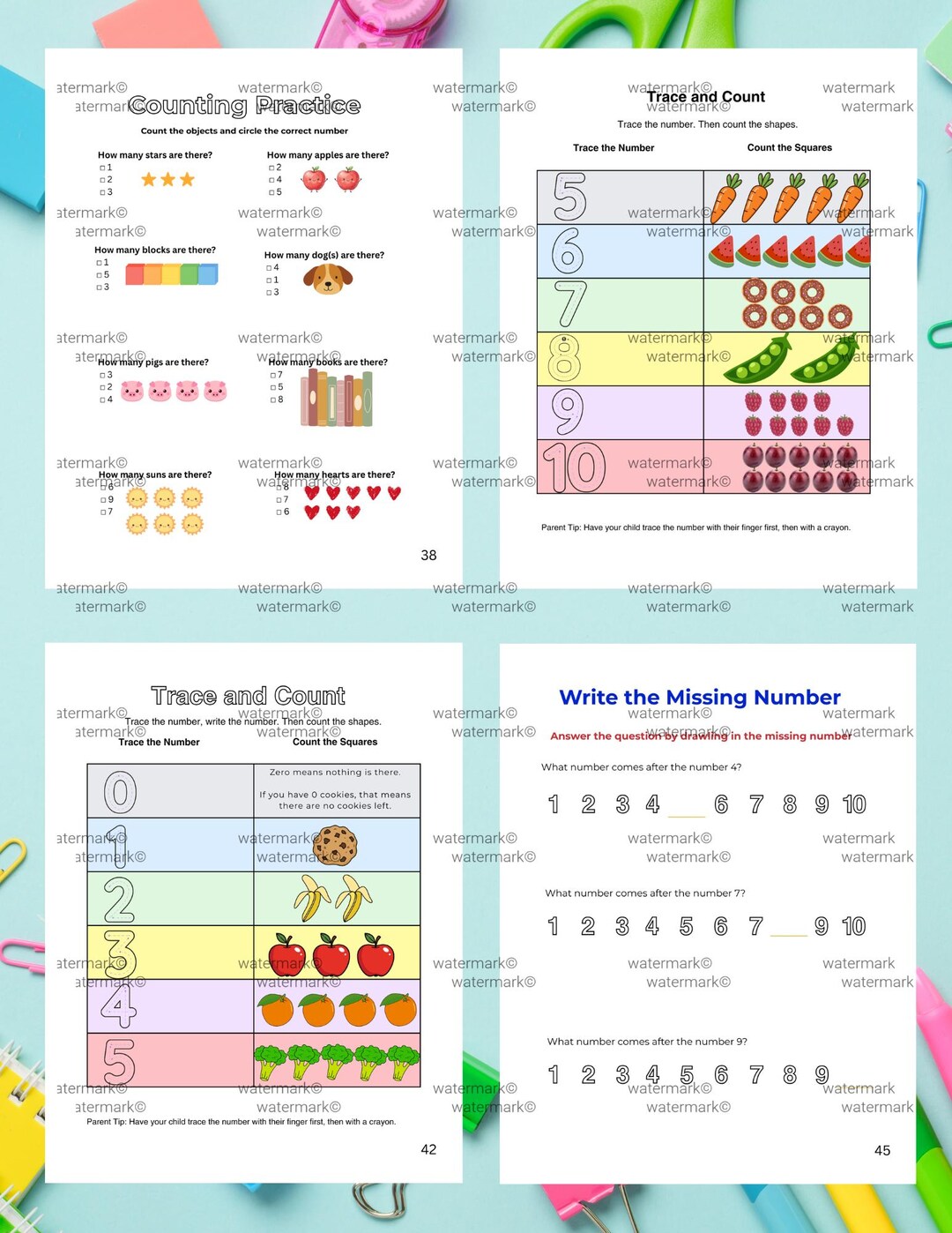 Preschool Math Worksheets | Counting, Number Tracing, Comparison (ages ...