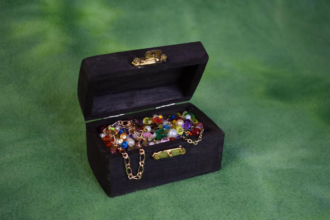 Treasure Chest, Miniature Wooden Chest Filled With Jewels for Your ...