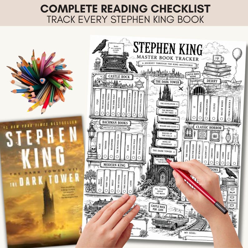 Stephen King Book Club Review Tracker Printable, Reading Journal ...