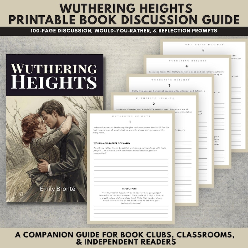 Wuthering Heights Printable Book Club Discussion Guide, Emily Brontë ...