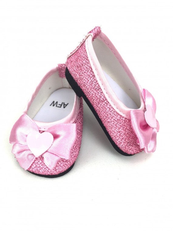 Fits Our Generation Pink Glitter Bow Design Shoes DESIGNAFRIEND Doll ...