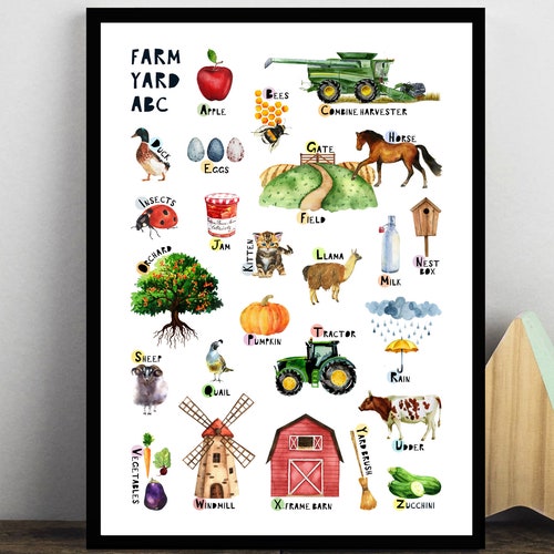 Farm Alphabet Farm Animals Print Children's Alphabet - Etsy