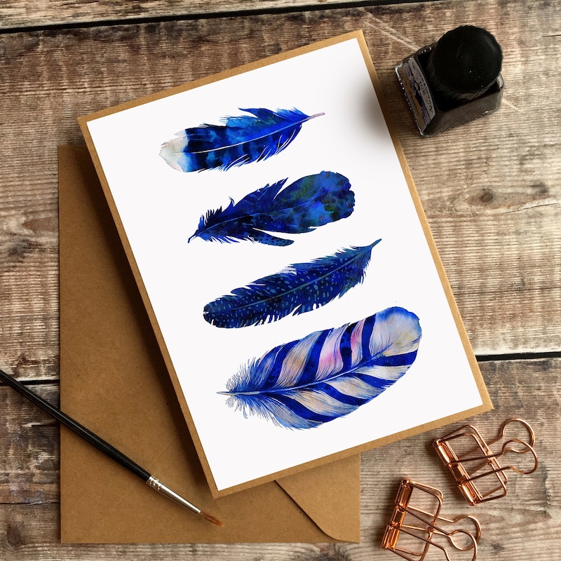 Feather Cards - Etsy