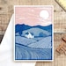 Linocut Print Card, Lino Print Card, Farm Print Card, Fields Card ...