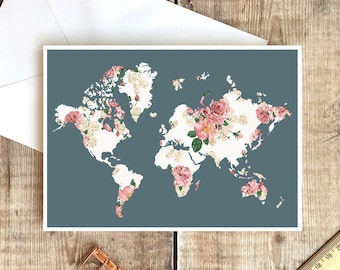 Pretty World Map - Etsy