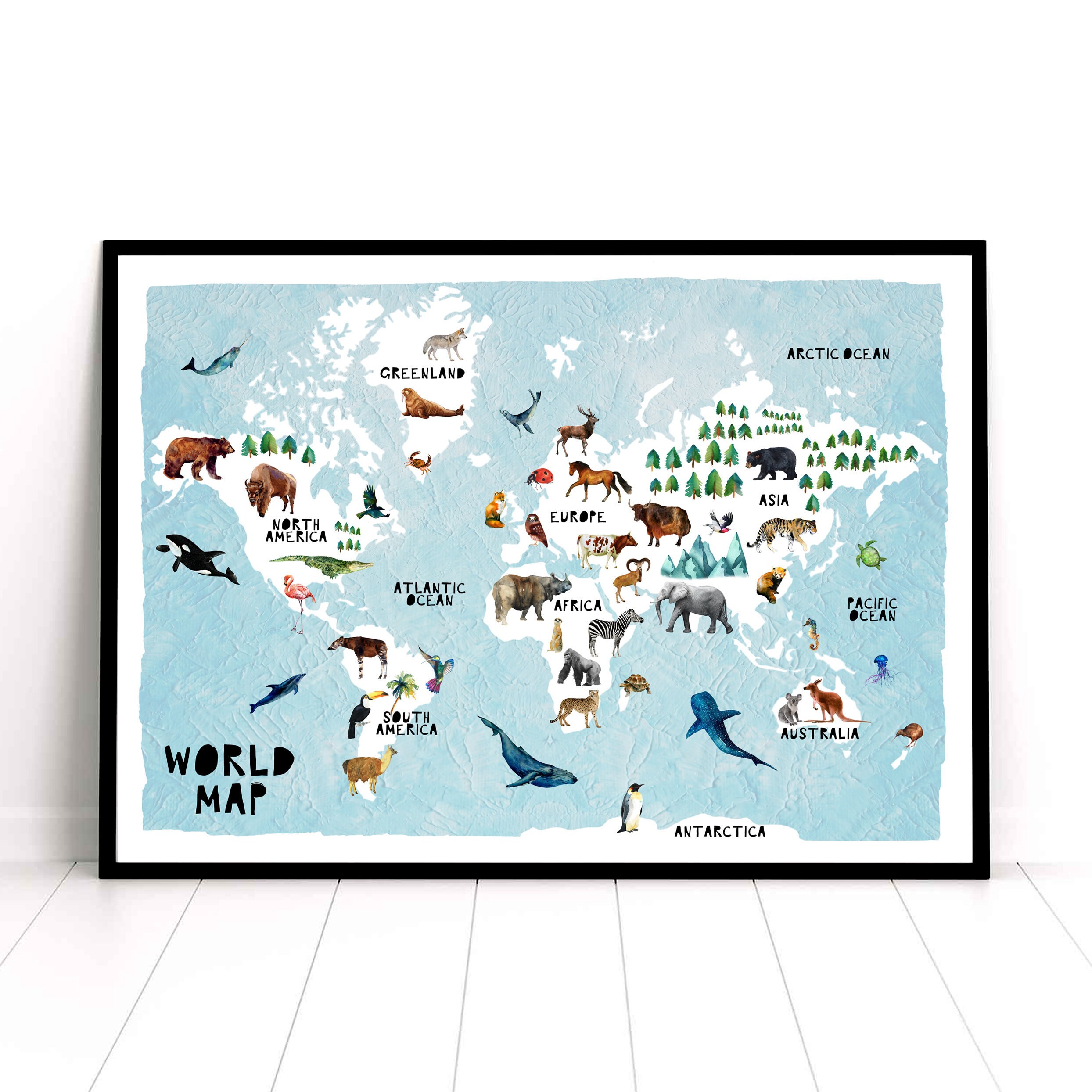 Set of 3 World Map Kids Transport Abc Solar System Print | Etsy UK