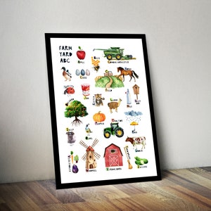 Farm Alphabet, Farm Animals Print, Children's Alphabet Print, Nursery ...