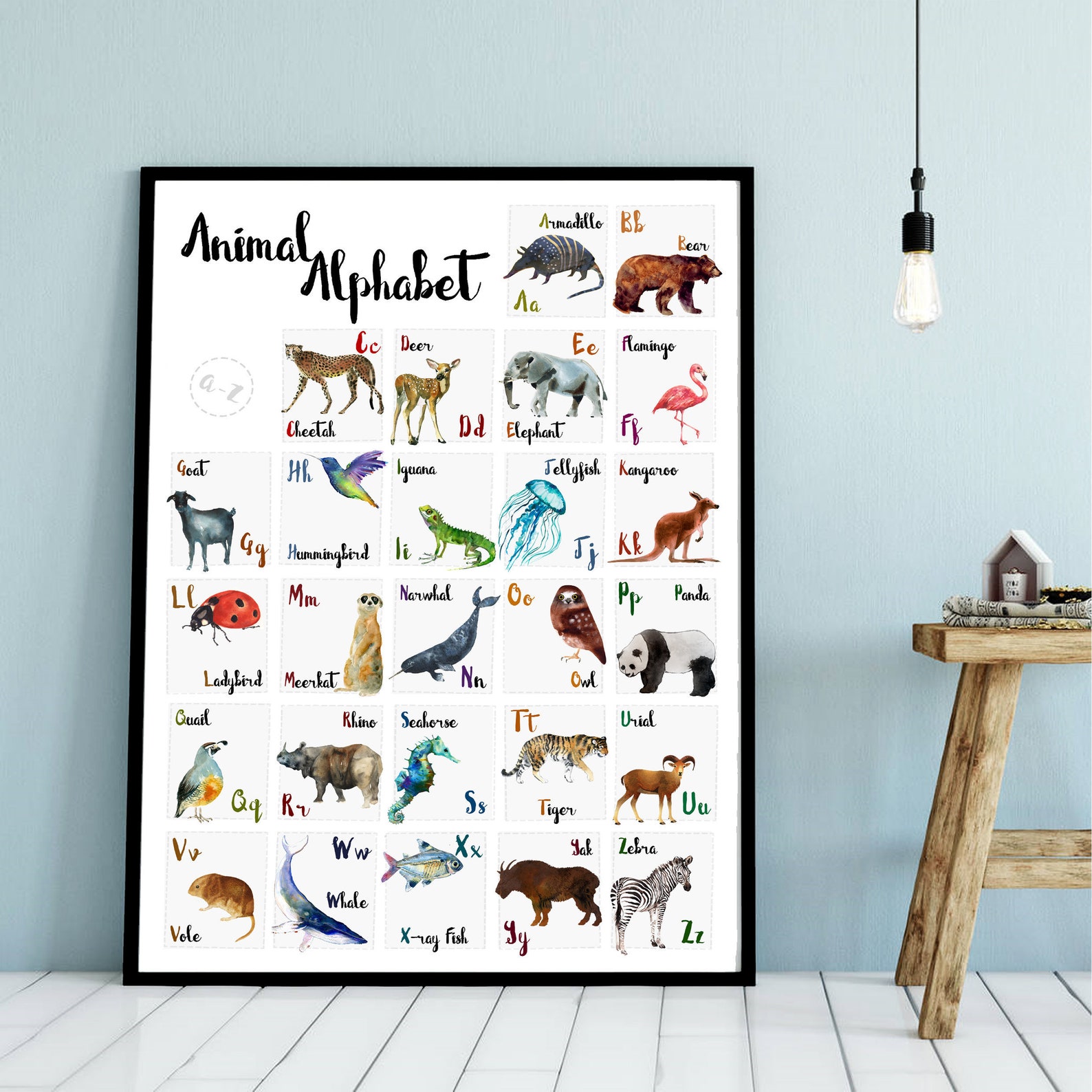 Animal Alphabet Alphabet Poster Nursery Print Alphabet - Etsy Hong Kong