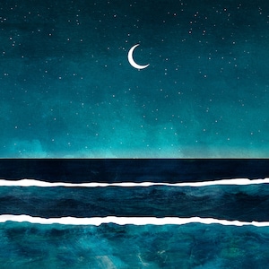 Ocean Print, Beach Poster, Night Ocean, Ocean Waves Aerial, Ocean Wall ...