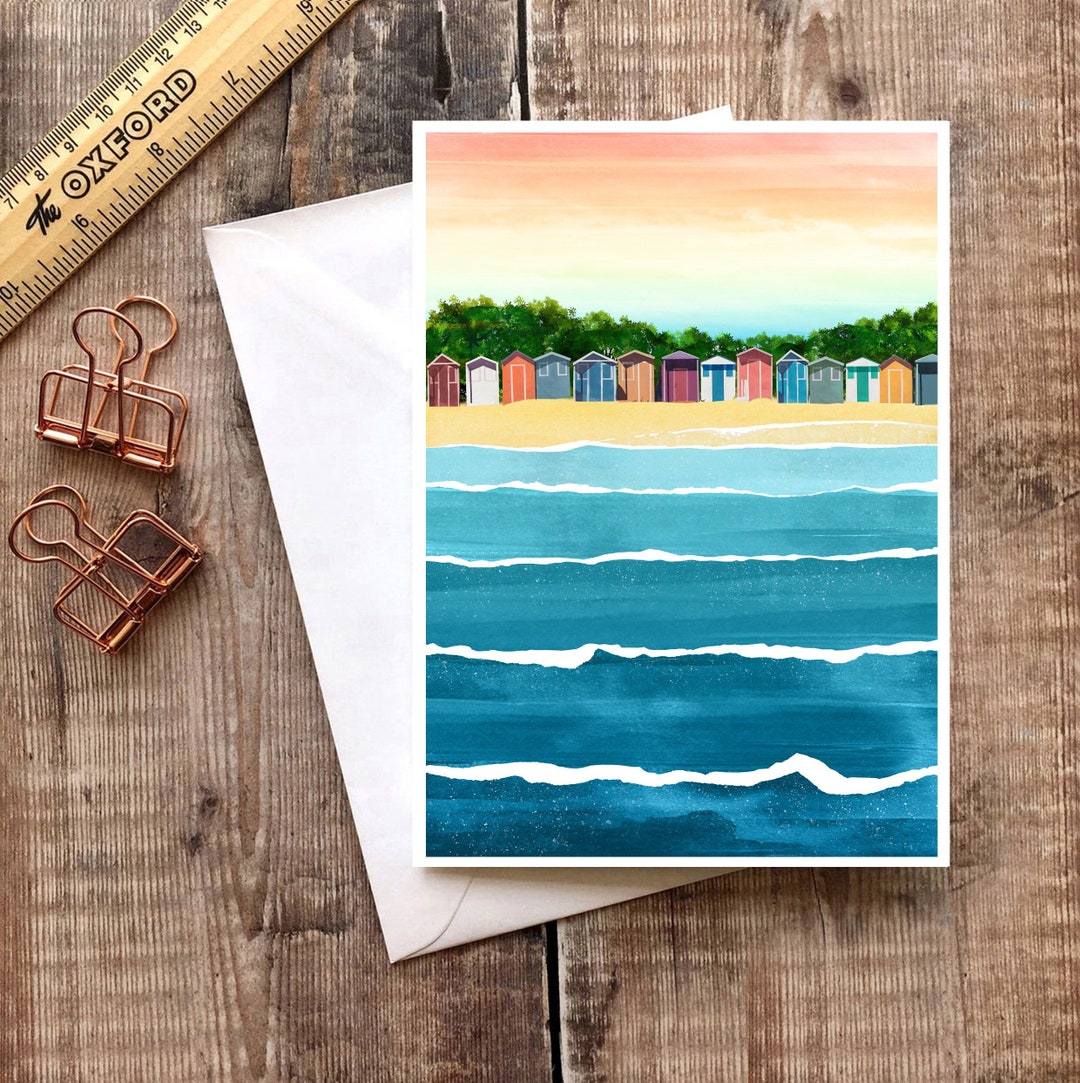 Beach Hut Card, Ocean Card, Surf Greetings Card, Blank Ocean Card ...