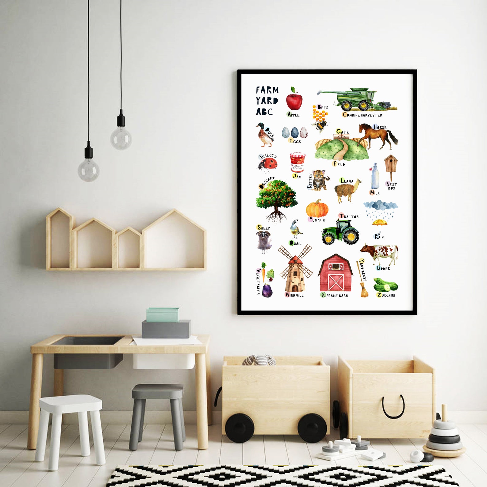 Farm Alphabet, Farm Animals Print, Children's Alphabet Print, Nursery ...
