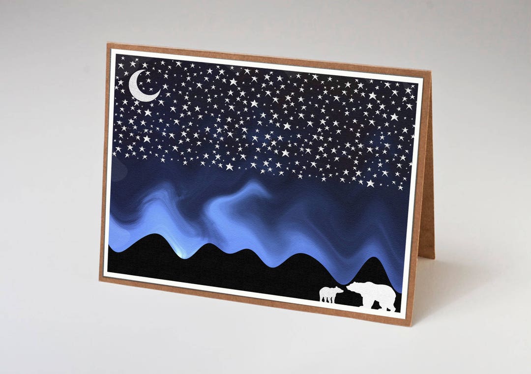 Stars & Bears Greetings Card, Note Card, Thank You Card, Blank Card ...