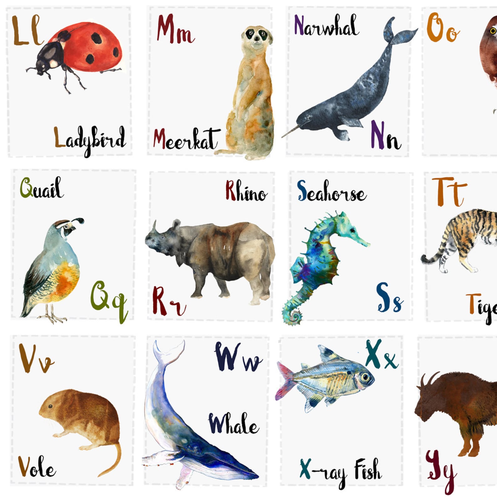 Animal Alphabet Alphabet Poster Nursery Print Alphabet | Etsy