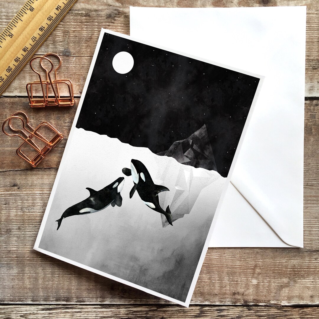 Orca Card, Anniversary Card, Valentines Day Card, Killer Whale Card ...