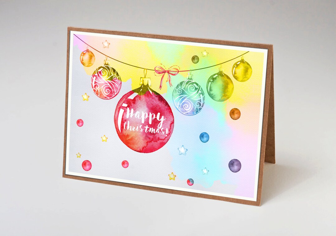 Happy Christmas Baubles Card 7x5", Christmas Card, Baubles - Etsy
