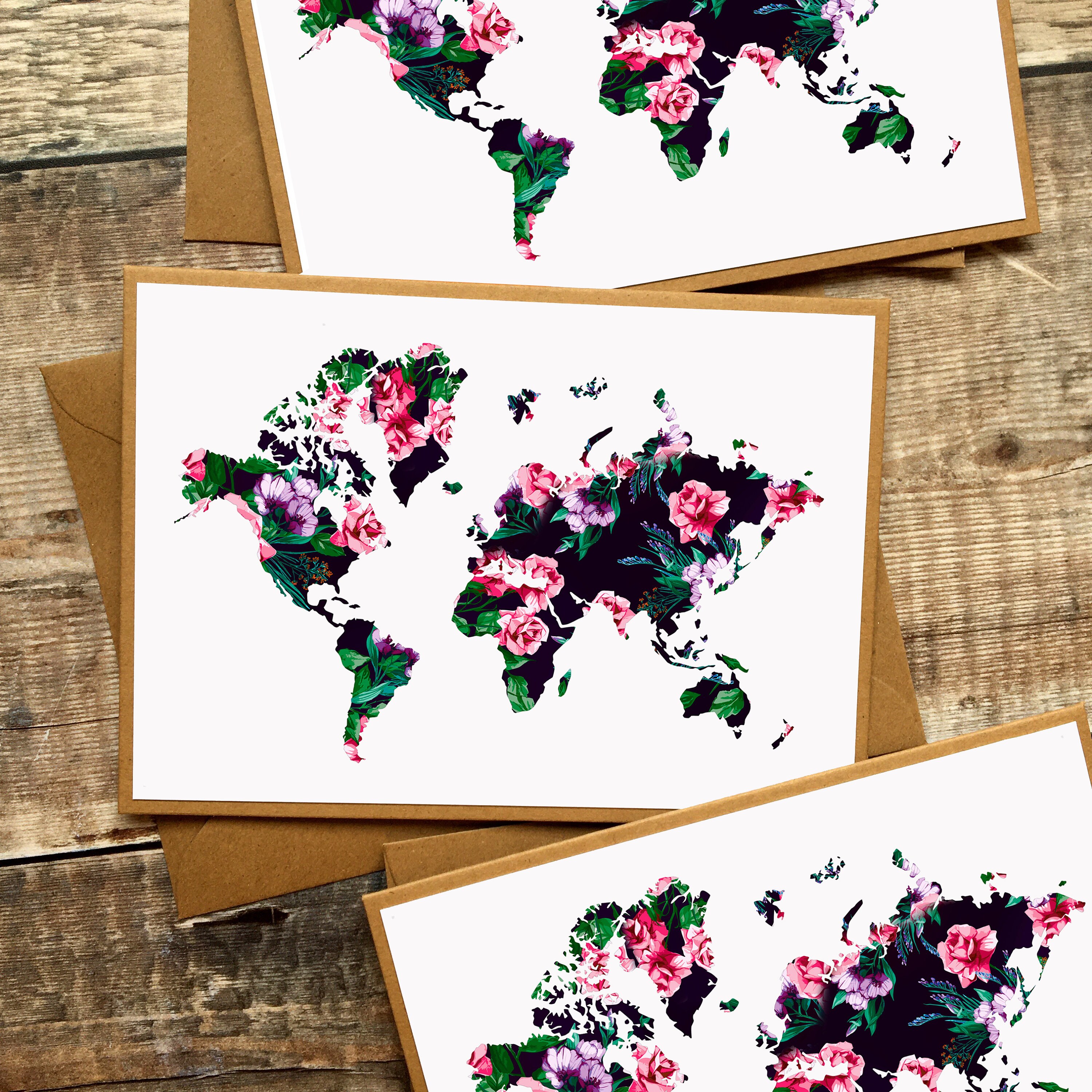 World Map Card Map Birthday Card Blank Card All Occasions - Etsy UK