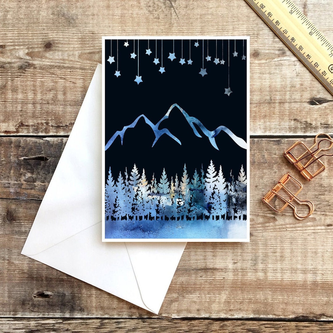 Mountain Range Card, Thank You Card Set, Birthday Card, Christmas Card ...