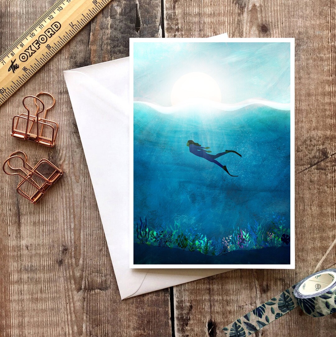 Wild Swimming Card, Freediving Card, Ocean Swimming Card, Ocean Card ...