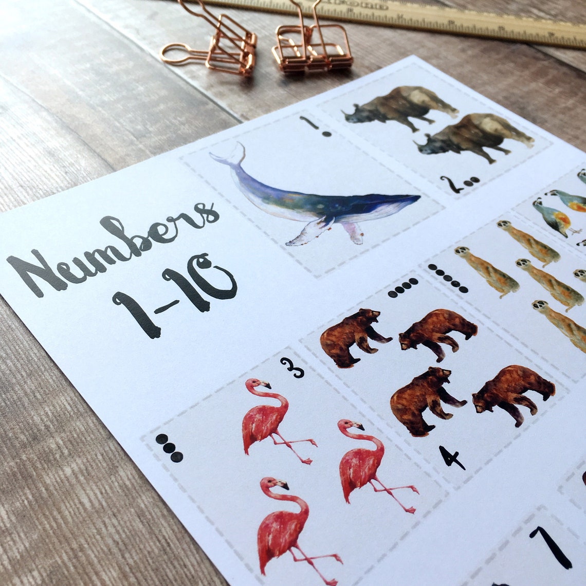 Childrens Number Poster Animal Numbers 1-10 Counting | Etsy