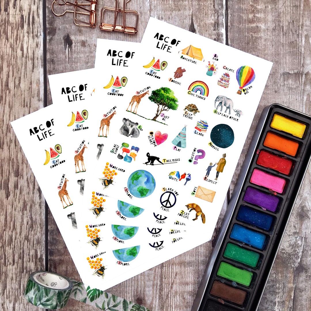 Alphabet of Life Watercolor Art Prints: Teacher Thank You Notes, Set of ...