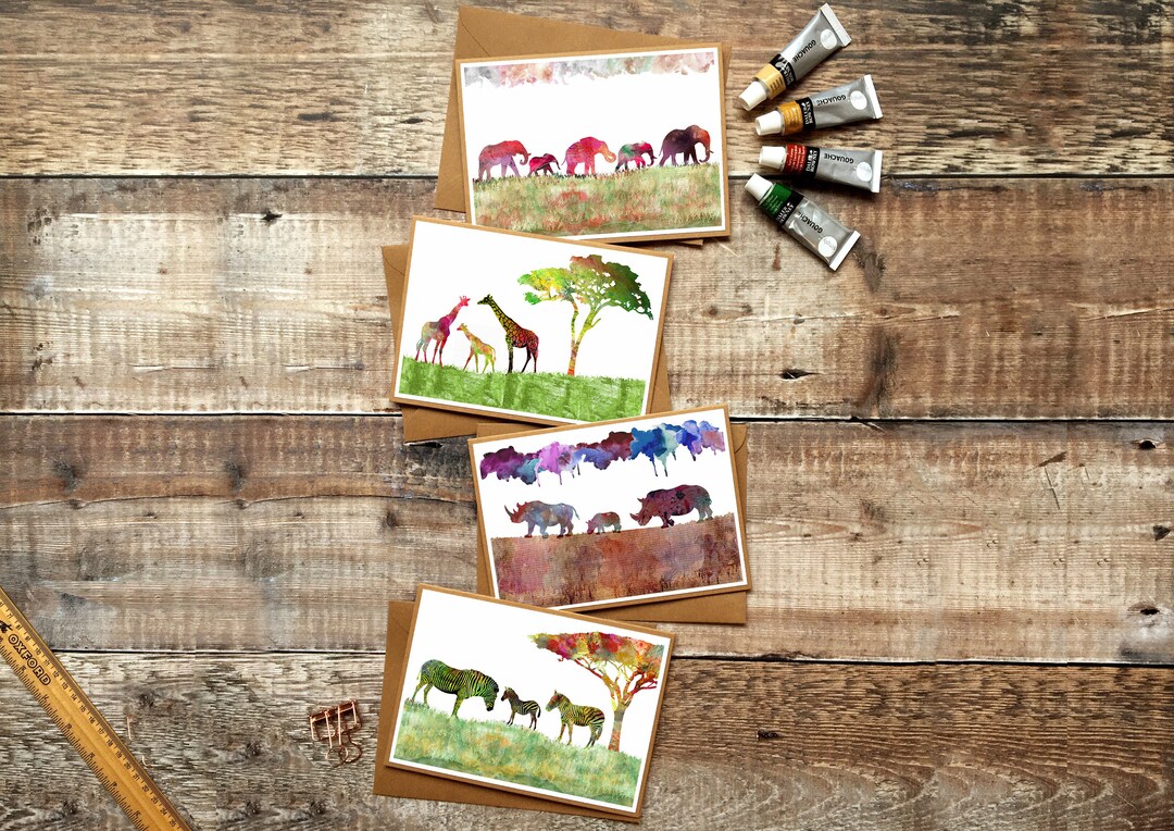 Animal Card Set, Birthday Card Set, Animal Card, Wild Animal Card Set ...