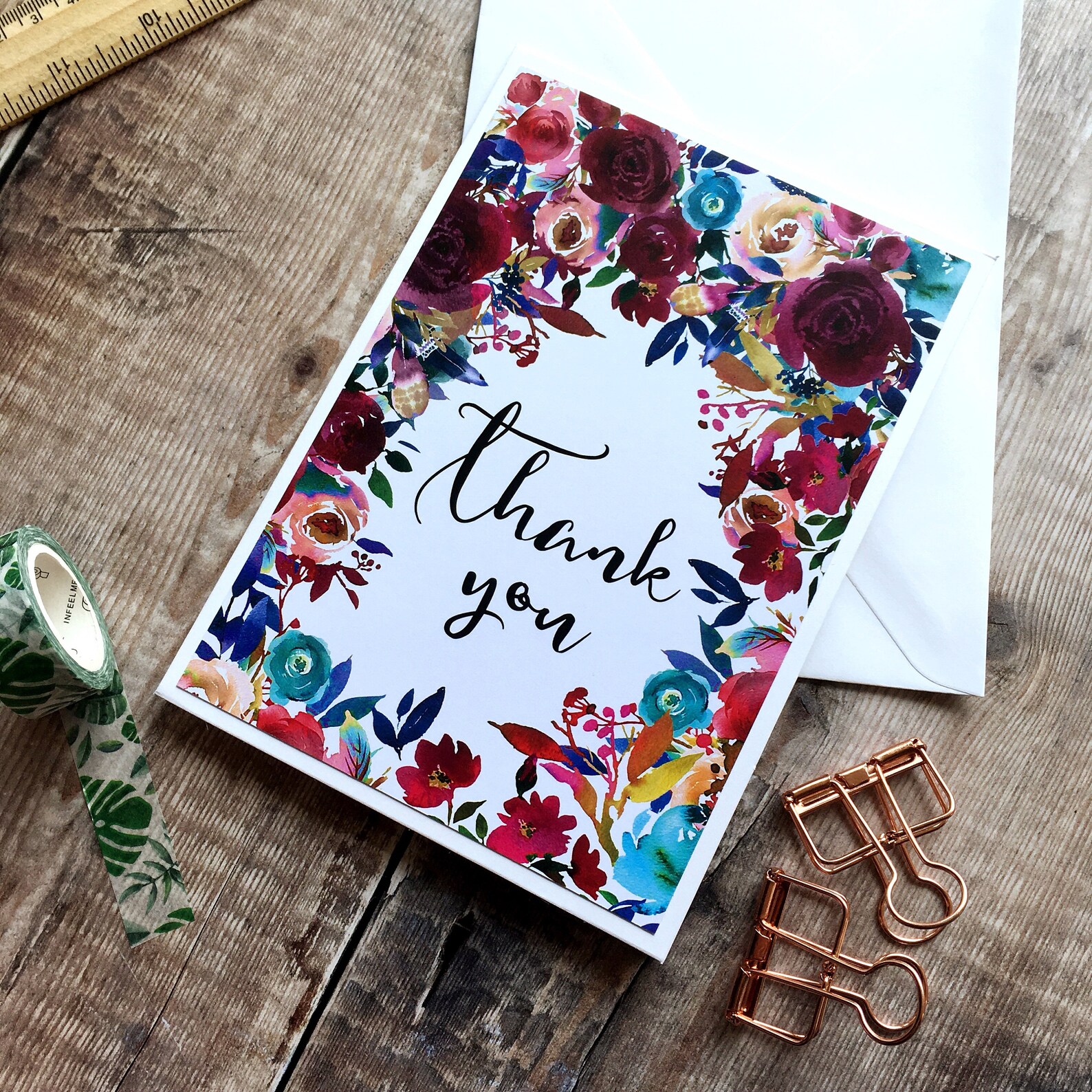 4 Designs, Thank You Cards, Thank You Card Set, Floral,thank You Card ...