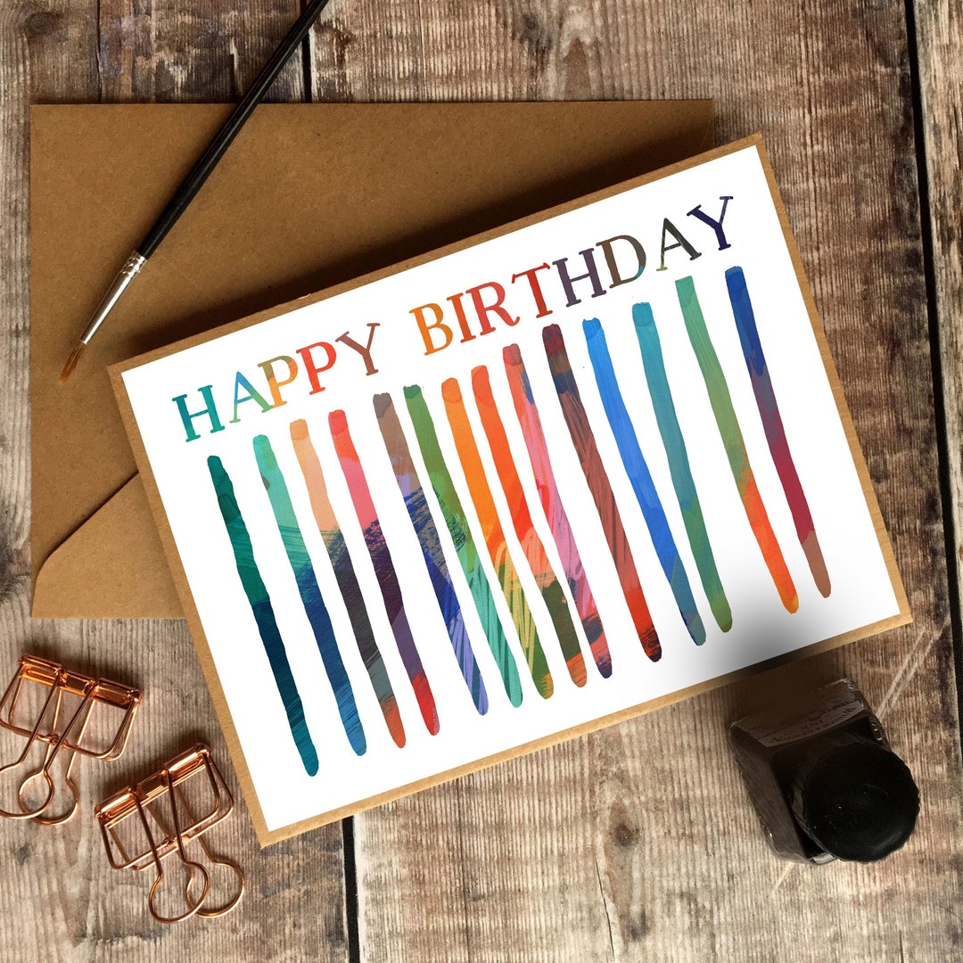 Happy Birthday Card, Birthday Card, Hand Drawn Birthday Card, Arty ...