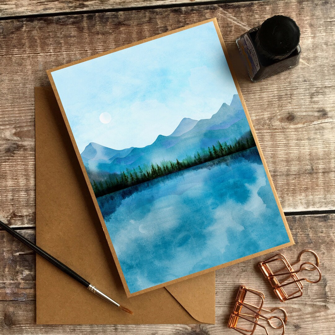 Lake Card, Nature Greetings Card, Mountains Greetings Card, Blank Card ...