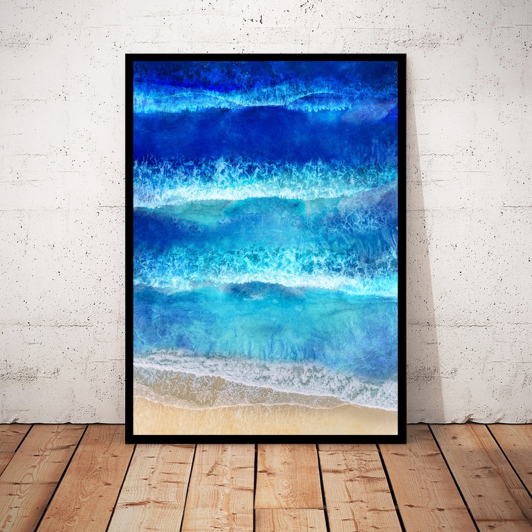 Ocean Art Print, Beach Poster, Ocean Waves Aerial, Ocean Wall Art ...