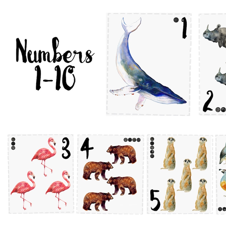 Childrens Number Poster Animal Numbers 1-10 Counting - Etsy